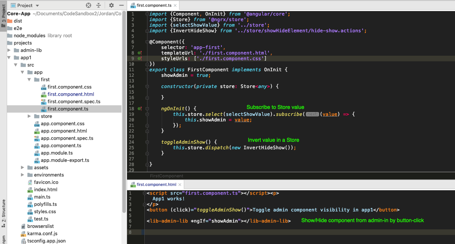 Mono repo Angular project with NgRx state management and lazy-loading